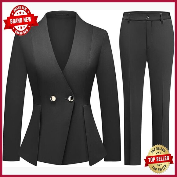Jackets & Coats | 2piece Business Suit Set With Vneck Blazer And Pants ...